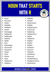 300+ Nouns That Start with R (All Types and Pictures) - EngDic