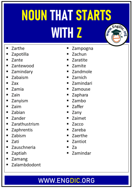 200+ Nouns that Start with Z (All Types and Pictures) - EngDic