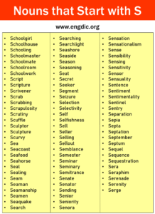765+ Nouns That Start with S (All Types and Pictures) - EngDic