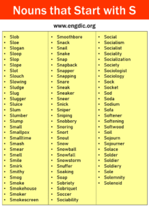 765+ Nouns That Start with S (All Types and Pictures) - EngDic