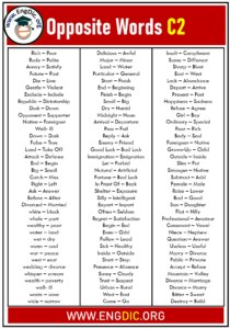 Opposite Words For Class 2, Grade 2 Antonyms List - EngDic