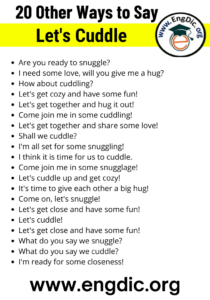 100+ Romantic, Creative Ways to Say Let's Cuddle - EngDic