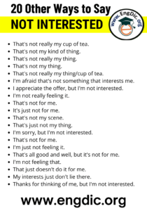 80+ Other Ways to Say Not Interested (Polite & Creative) - EngDic