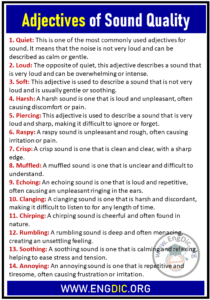 50+ Adjectives for Sound Quality (Words to Describe Sound Quality) - EngDic