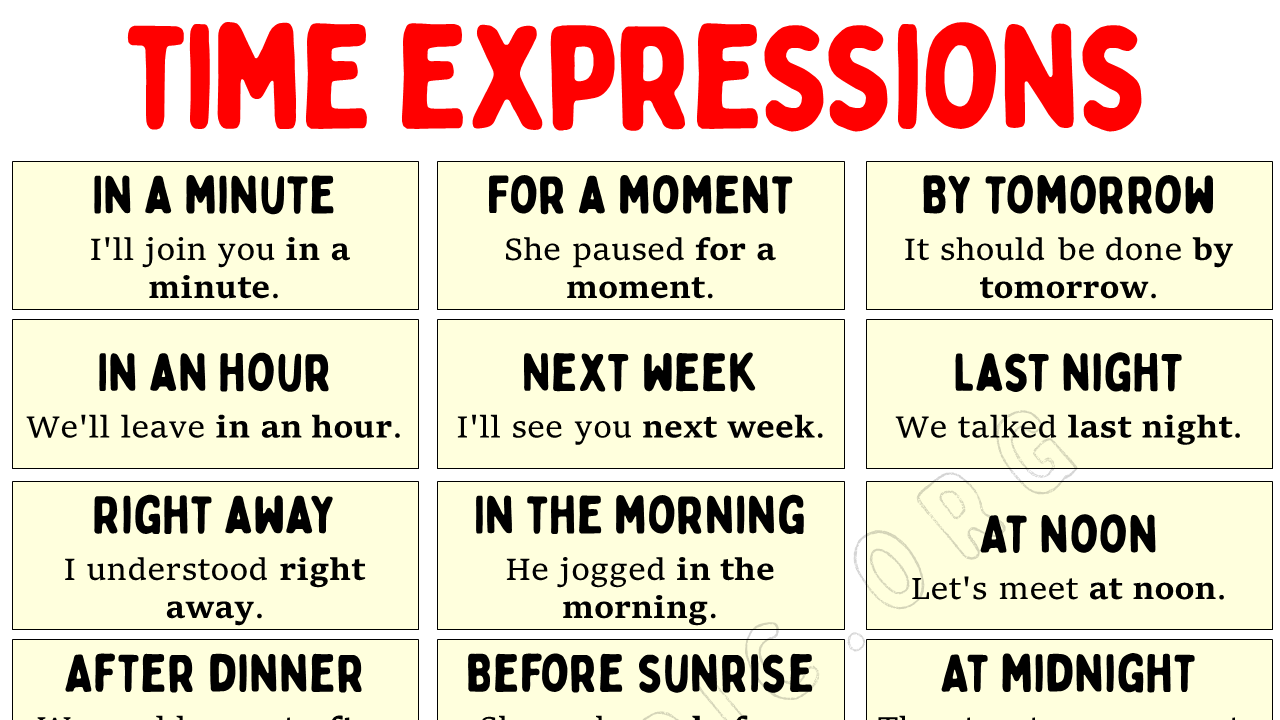Time Expressions in English and Examples Sentences - EngDic