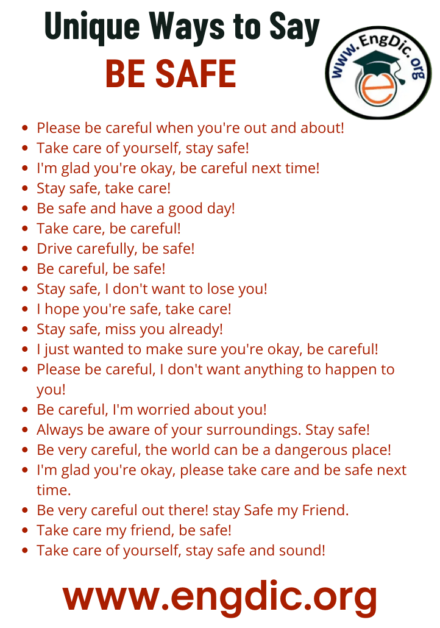 70+ Cute, Unique & Creative Ways to Say Be Safe - EngDic