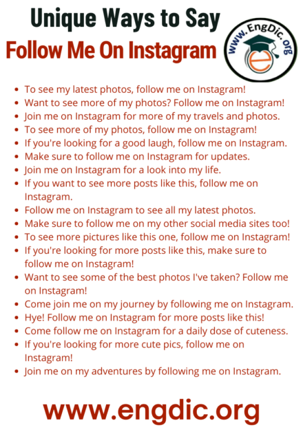 30+ Unique Ways to Say Follow Me On Instagram - EngDic