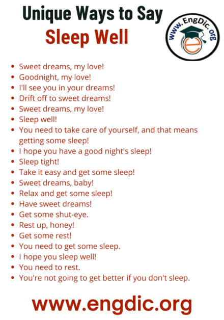 30+ Unique Ways to Say Sleep Well - EngDic