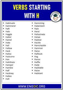 250 Verbs Starting With H (Complete List) - EngDic