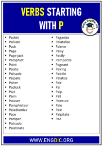 340 Verbs Starting With P (Complete List) - EngDic