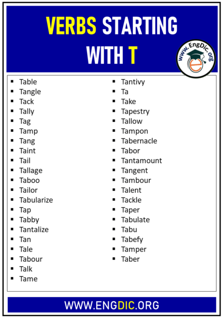 340 Verbs Starting With T (Complete List) - EngDic