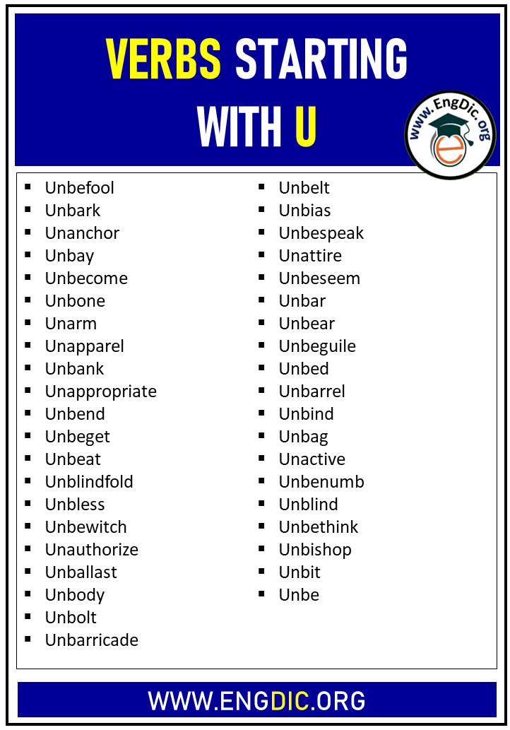 140 Verbs Starting With U Complete List EngDic