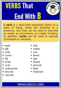 50+ Verbs That End With B (Complete List) - EngDic