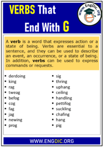 200+ Verbs that End with G (Complete List) - EngDic