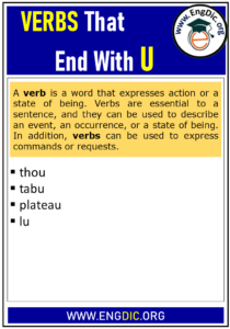 4 Verbs that End with U (Complete List) - EngDic