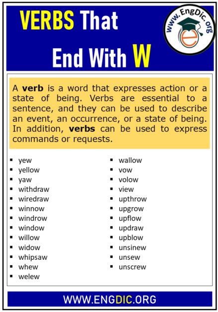 260+ Verbs that End with W (Complete List) - EngDic