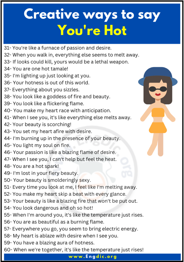 160+ Romantic, Sweet, Creative Ways To Say You're Hot - EngDic