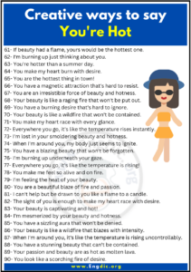 160+ Romantic, Sweet, Creative Ways To Say You're Hot - EngDic