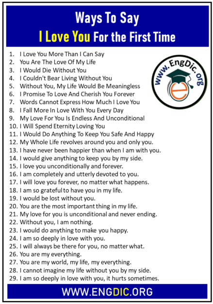 36 Romantic Ways To Say I Love You For the First Time - EngDic