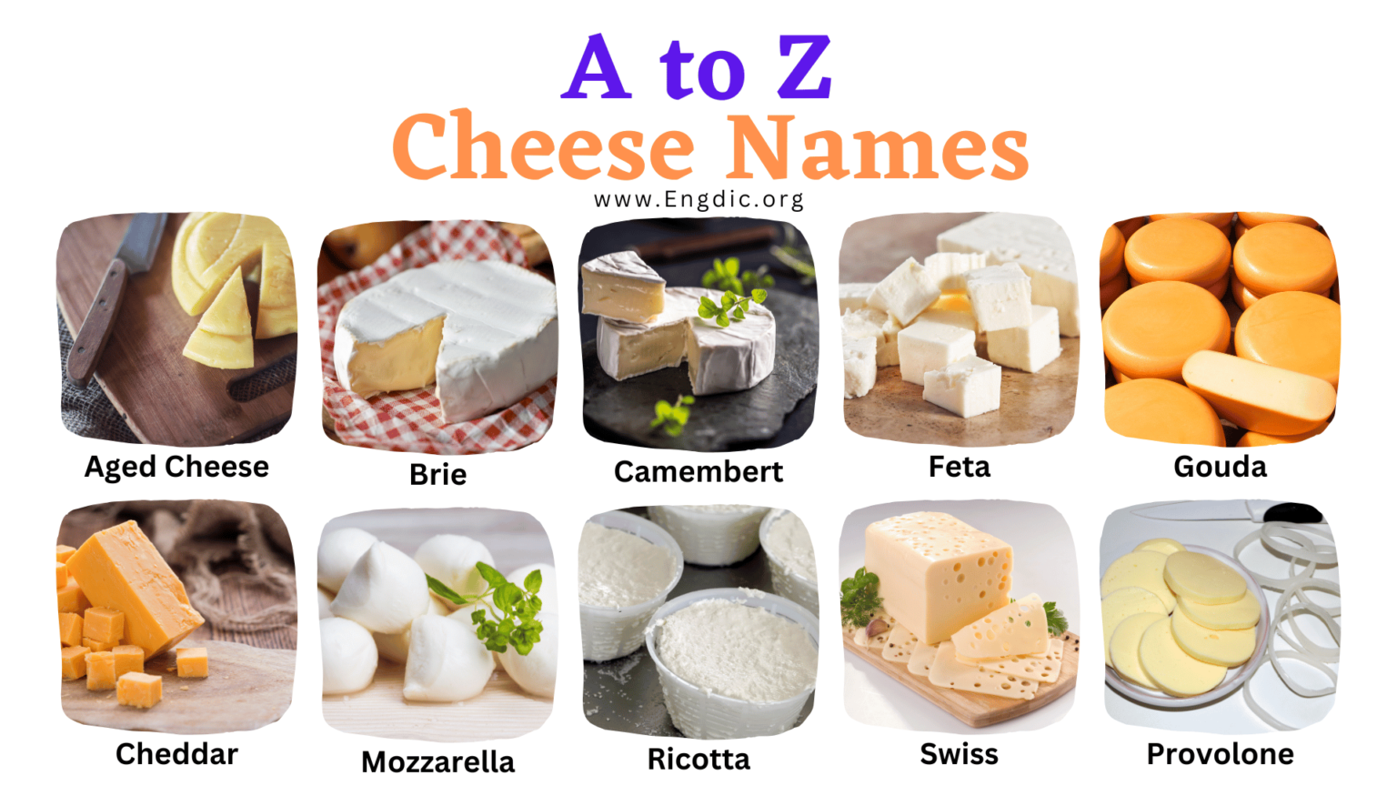 Cheese Starting With A To Z, (All Cheese Names) - EngDic