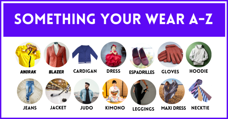 Something You Wear Beginning With A to Z, All Things You Wear - EngDic