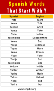 30 Spanish Words That Start With Y - EngDic