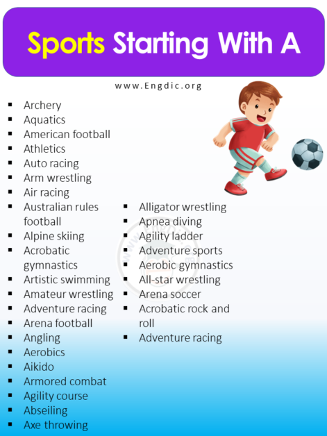 Sports Names List: Sports Beginning With A to Z - EngDic