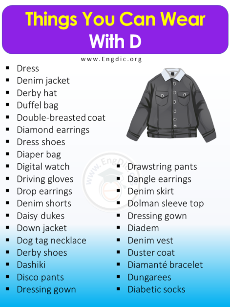 Something You Wear Beginning With A to Z, All Things You Wear - EngDic
