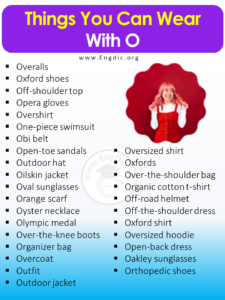 Something You Wear Beginning With A to Z, All Things You Wear - EngDic
