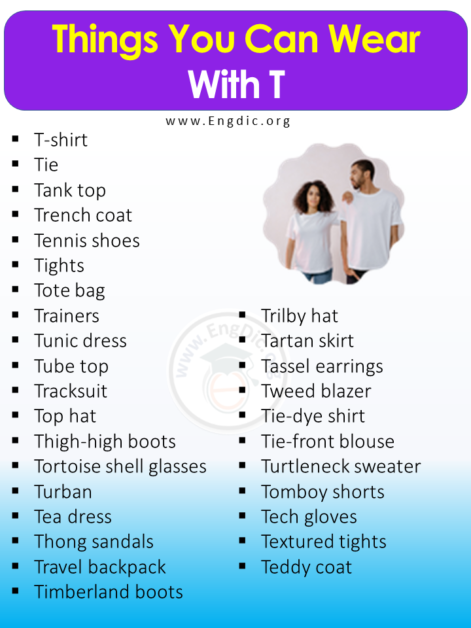 Something You Wear Beginning With A to Z, All Things You Wear - EngDic