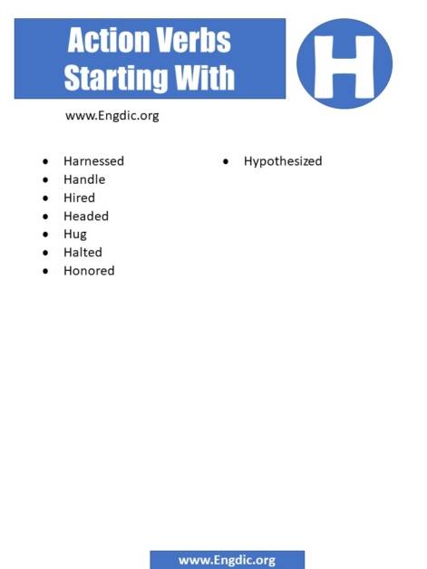 250 Verbs Starting With H (Complete List) - EngDic
