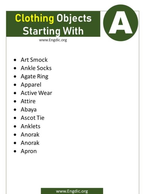 List Of Objects That Start With A - EngDic