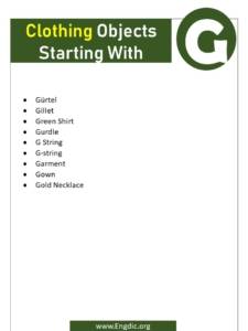 List Of Objects That Start With G - EngDic