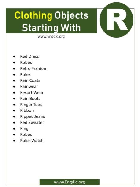 List Of Objects That Start With R - EngDic