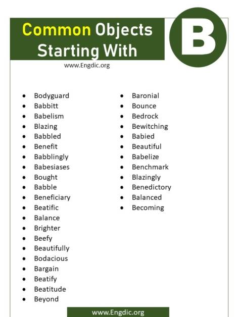 List Of Objects That Start With B - EngDic