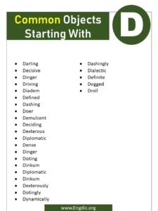 List Of Objects That Start With D - EngDic