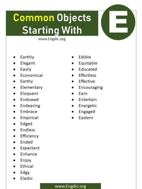 List Of Objects That Start With E - EngDic