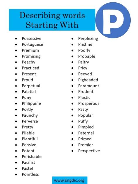 Describing Words That Start With P - EngDic