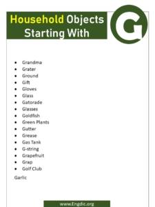 List Of Objects That Start With G - EngDic