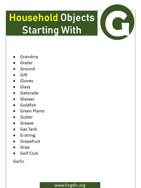 List Of Objects That Start With G - EngDic