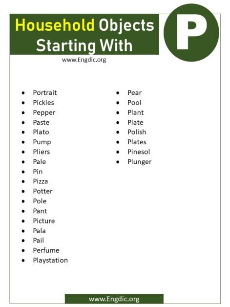 List Of Objects That Start With P - EngDic