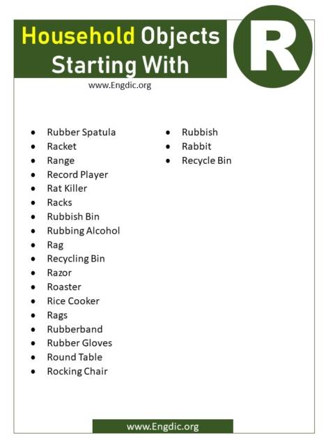 List Of Objects That Start With R - EngDic