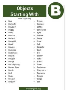 List Of Objects That Start With B - EngDic