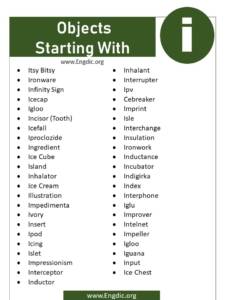 List Of Objects That Start With I - EngDic