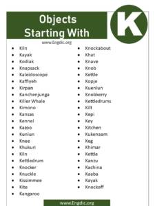 List Of Objects That Start With K - EngDic