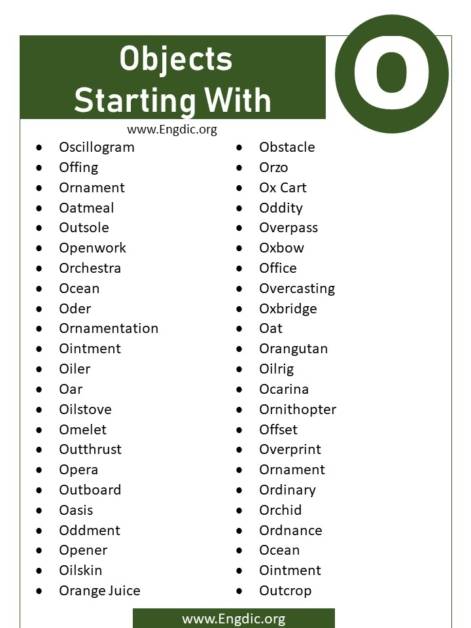 List Of Objects That Start With O - EngDic