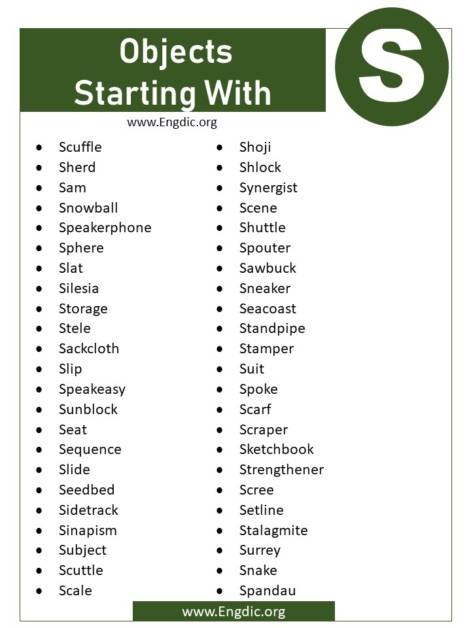 List Of Objects That Start With S - EngDic