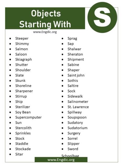 List Of Objects That Start With S - EngDic