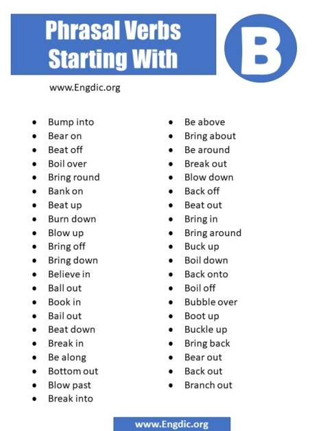 350 Verbs Starting with B (Complete List) - EngDic