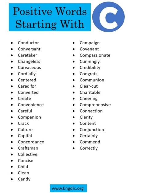 Positive Words Starting With C - EngDic